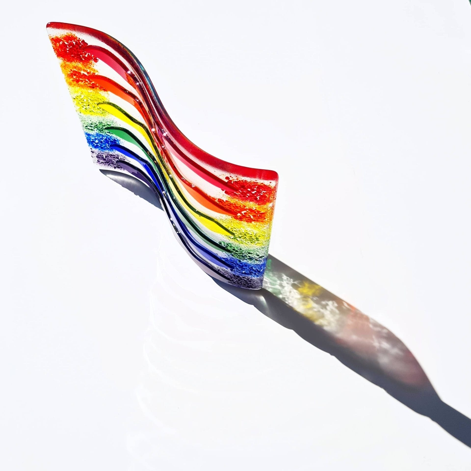 Rainbow Wave Curved Panel | Vivid Lux Glass