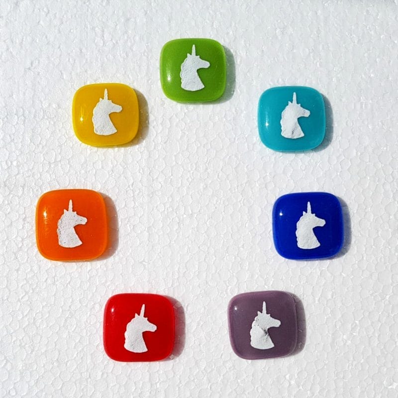 Rainbow Unicorn Mini Magnets, Set of 7 | Vivid Lux Glass