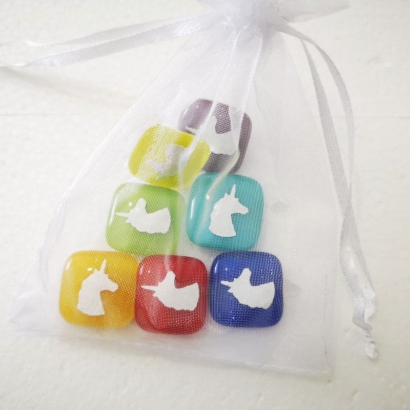 Rainbow Unicorn Mini Magnets, Set of 7 | Vivid Lux Glass